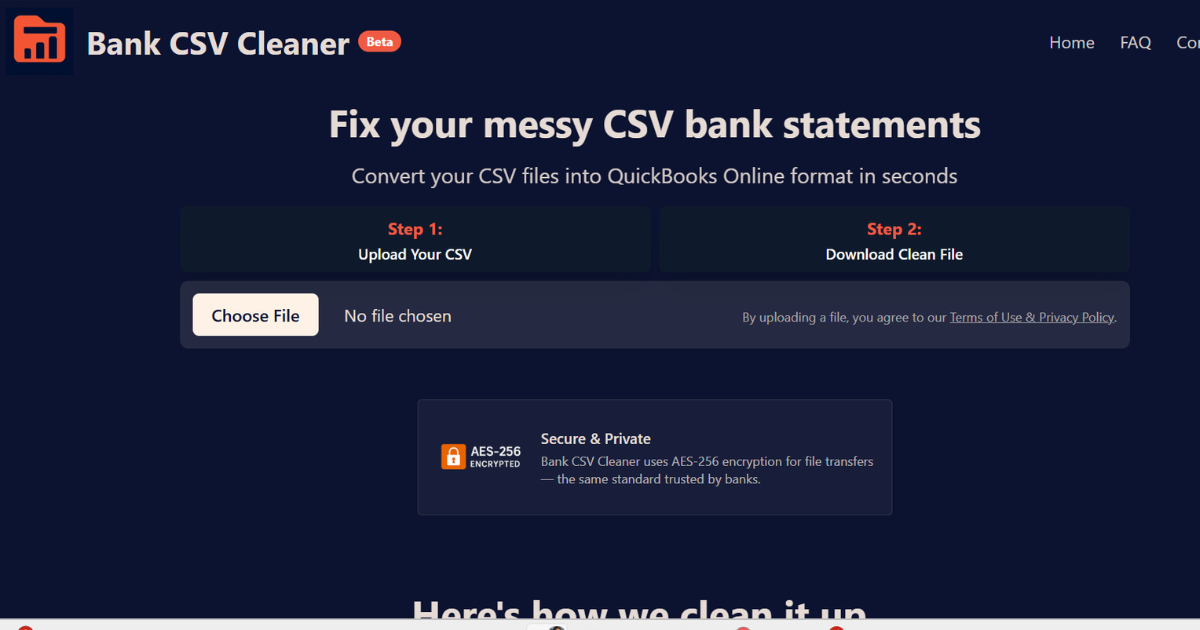 Bank CSV Cleaner | Convert CSVs for QuickBooks Online Instantly